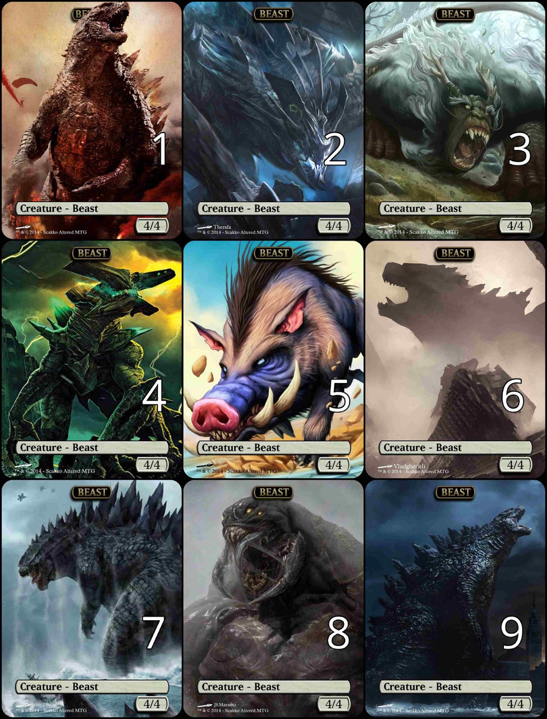 Mtg Beast 4/4 Token Alternative Art // Choose the Art! - for EDH ...
