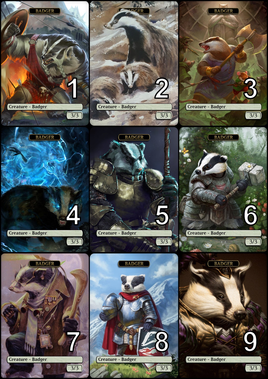 Mtg Badger 3/3 Token Alternative Art // Choose the Art! - for EDH ...