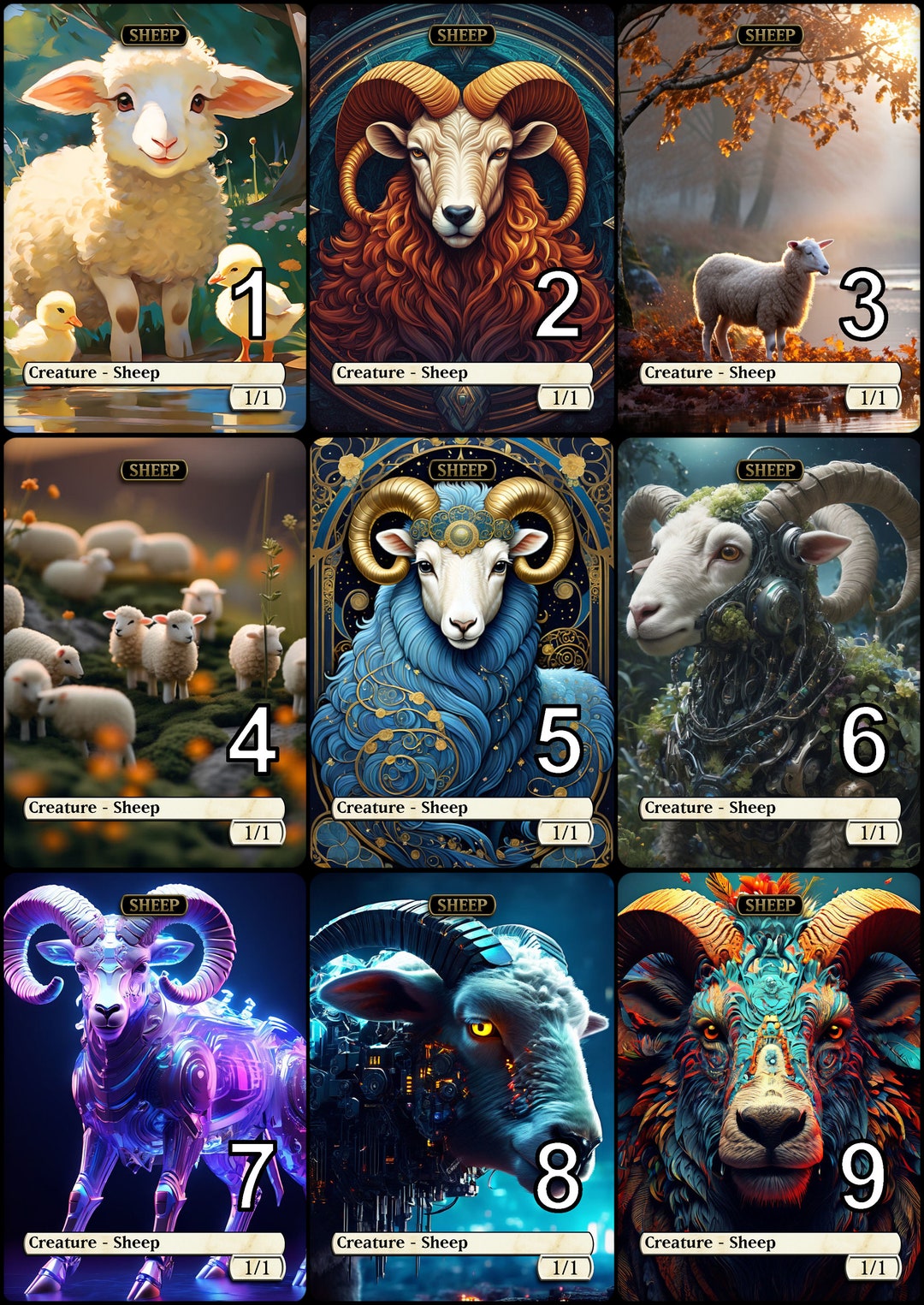 Mtg Sheep 1/1 Token Alternative Art // Choose the Art! - for EDH ...