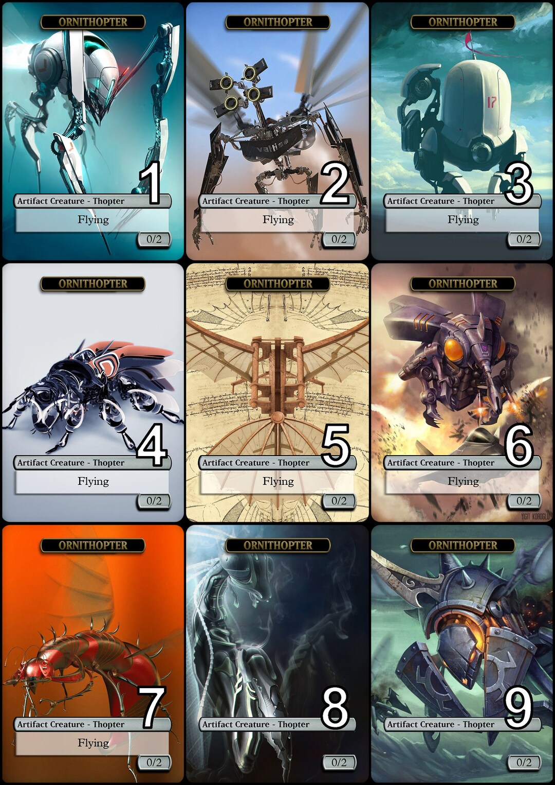 Mtg Ornithopter 0/2 Token for Yotia Declares War Alternative Art ...