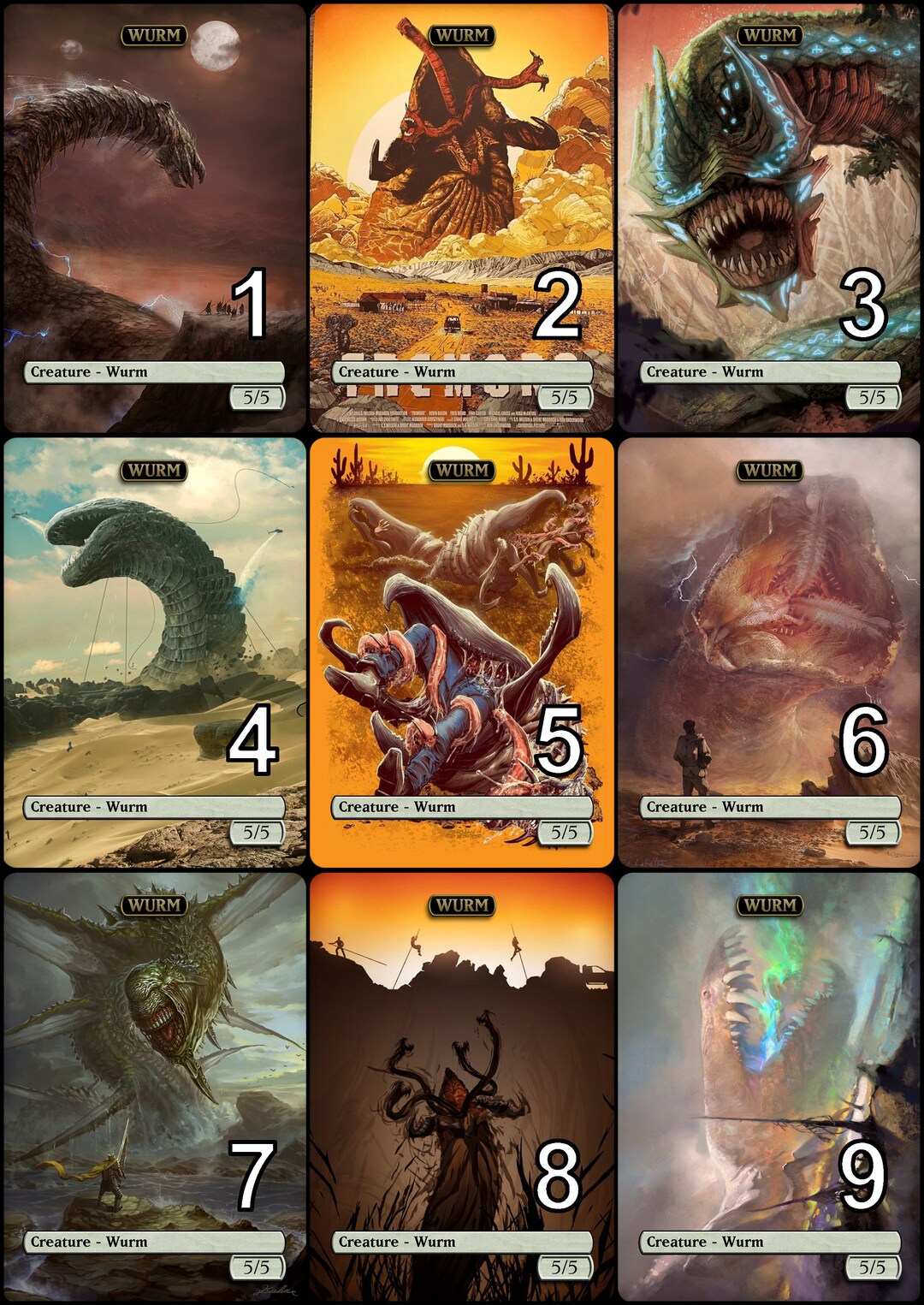 Mtg Wurm 5/5 Token Alternative Art // Choose the Art! - for EDH ...