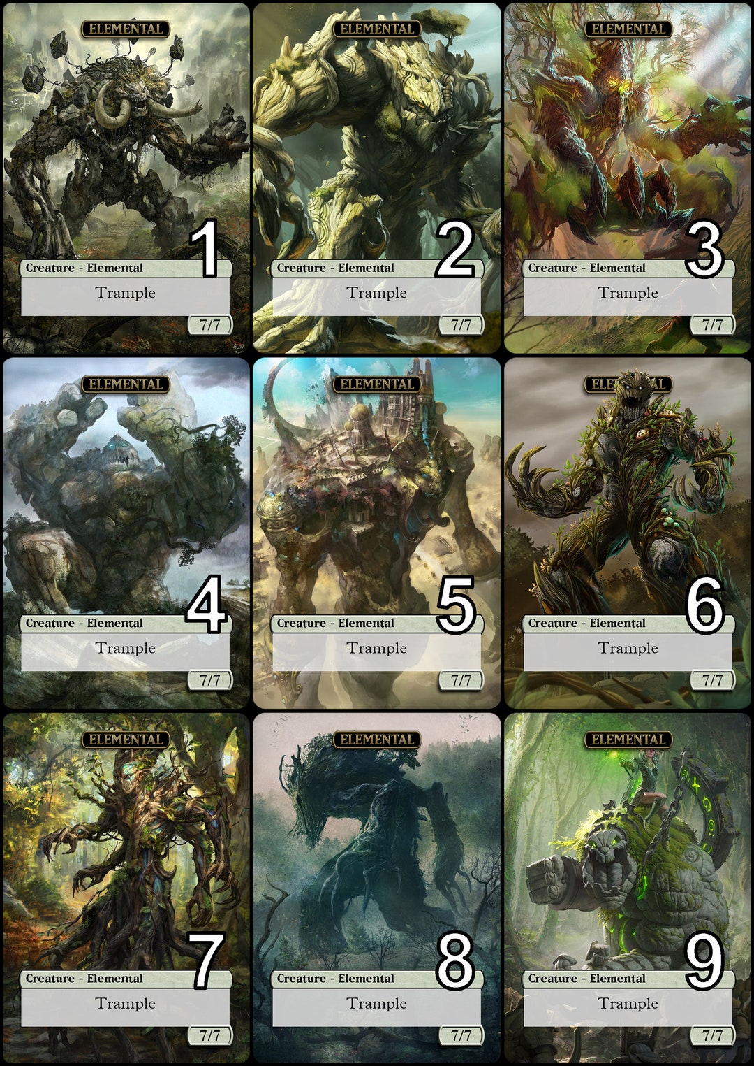 Mtg Elemental 7/7 Token Alternative Art // Choose the Art! - for EDH ...