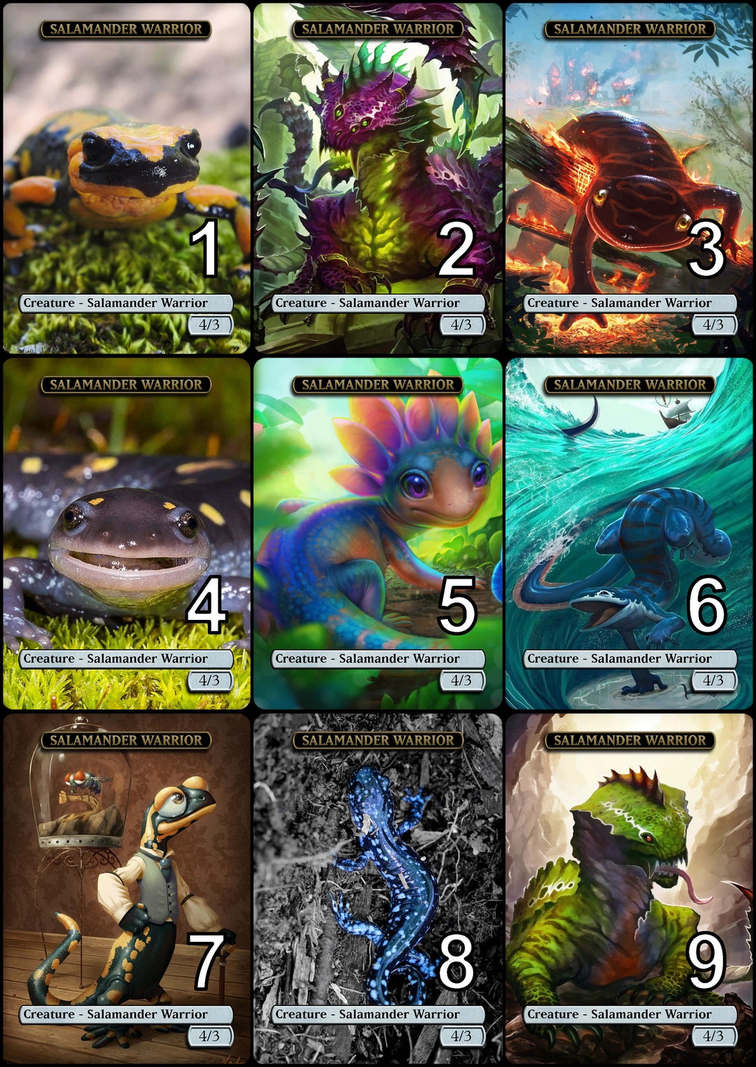 Mtg Salamander Warrior 4/3 Token Alternative Art // Choose the Art ...