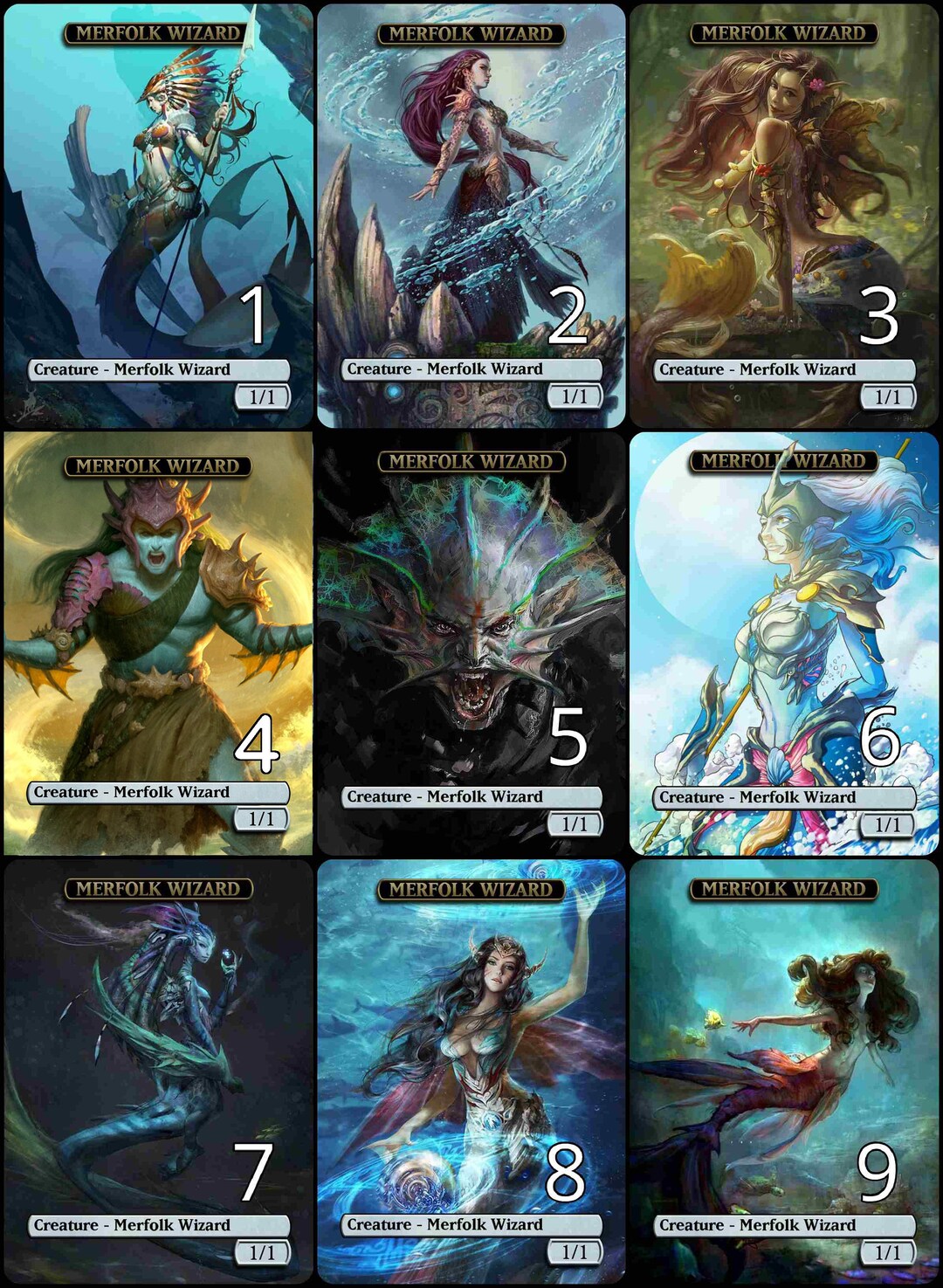 Mtg Merfolk Wizard 1/1 Token Alternative Art // Choose the Art! - for ...
