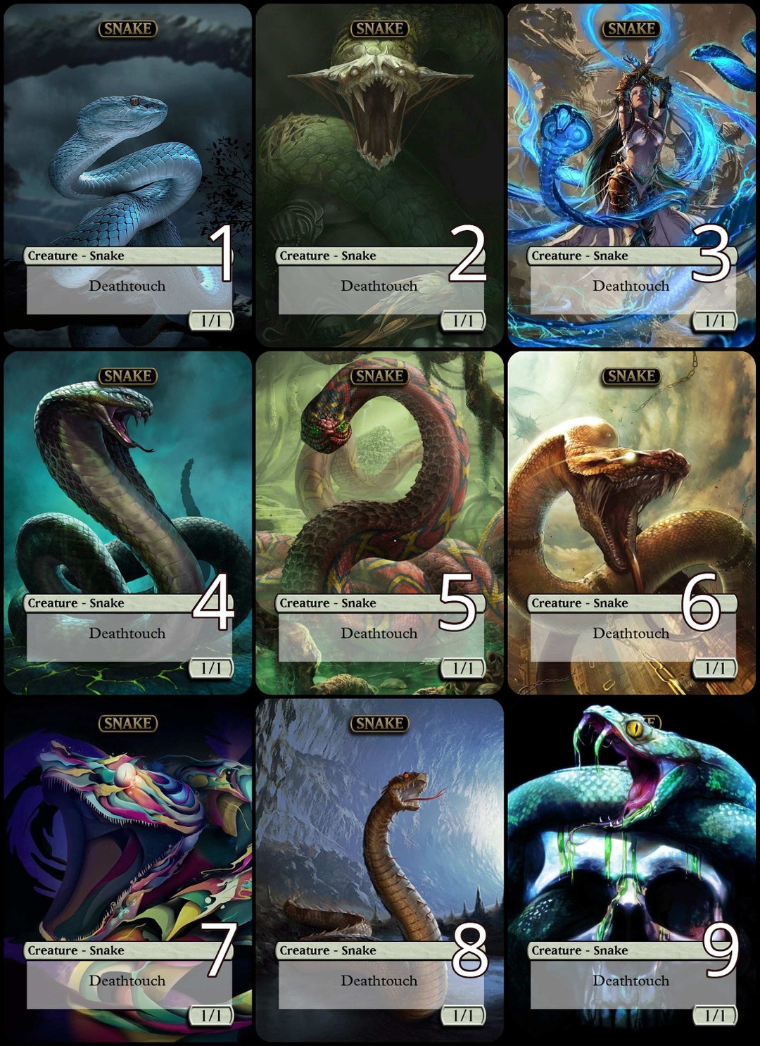 Mtg Snake 1/1 Token for Hapatra Alternative Art // Choose the Art ...