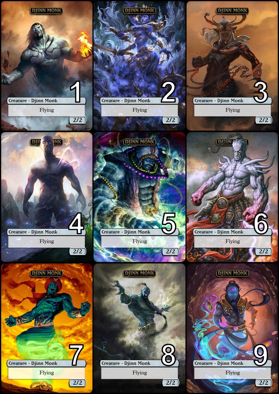 Mtg Djinn Monk 2/2 Token Alternative Art // Choose the Art! - for EDH ...