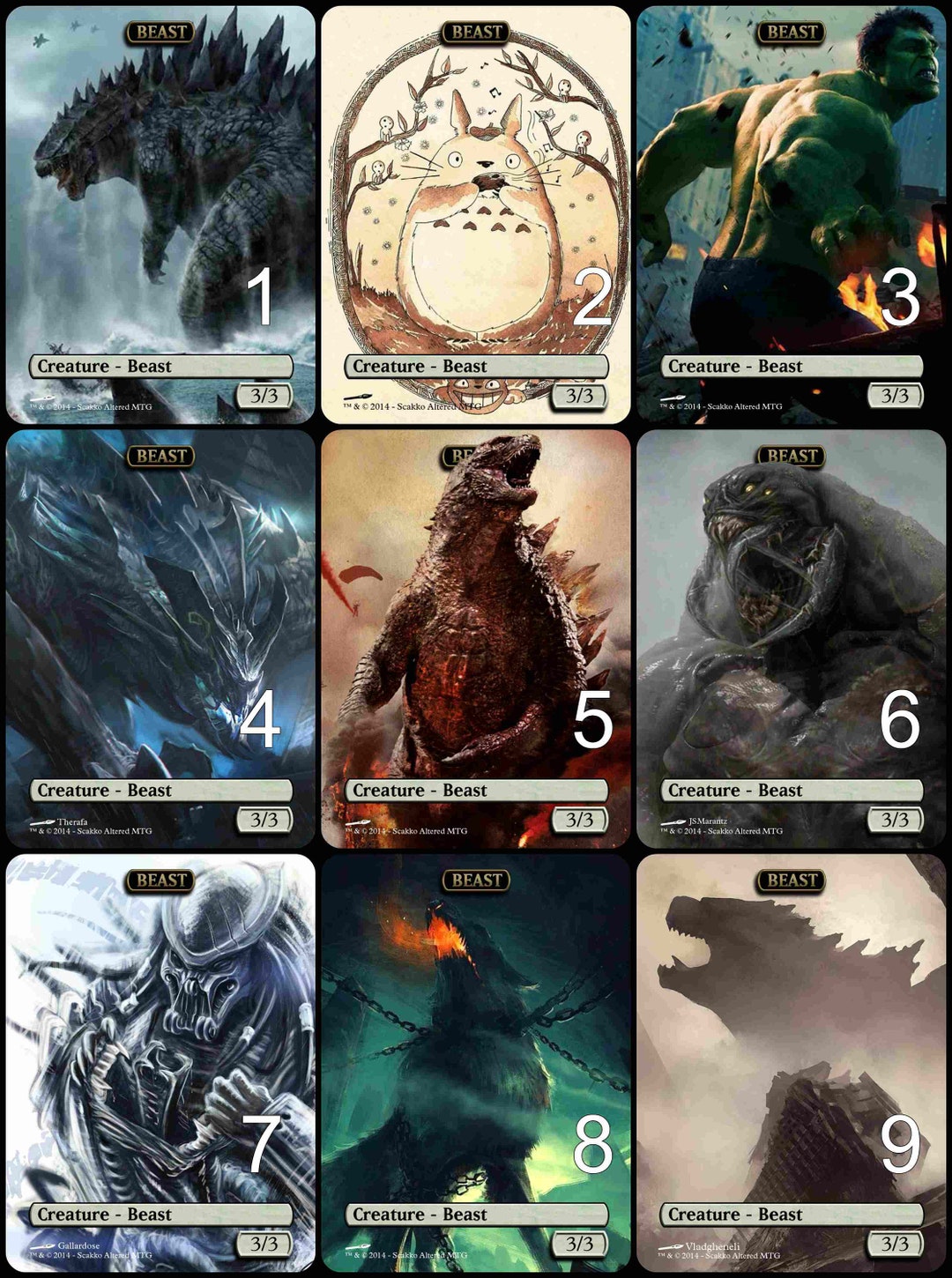 Mtg Beast 3/3 Token Alternative Art // Choose the Art! - for EDH ...