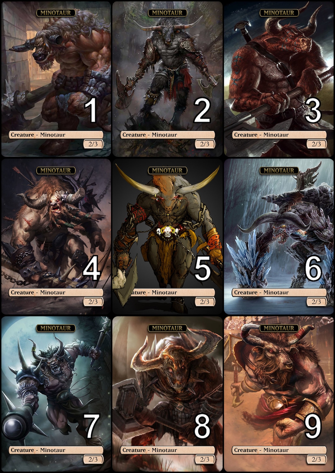 Mtg Minotaur 2/3 Token Alternative Art // Choose the Art! - for EDH ...