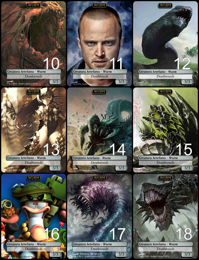Mtg Wurm 3/3 Deathtouch Token for Wurmcoil Engine Alternative Art ...