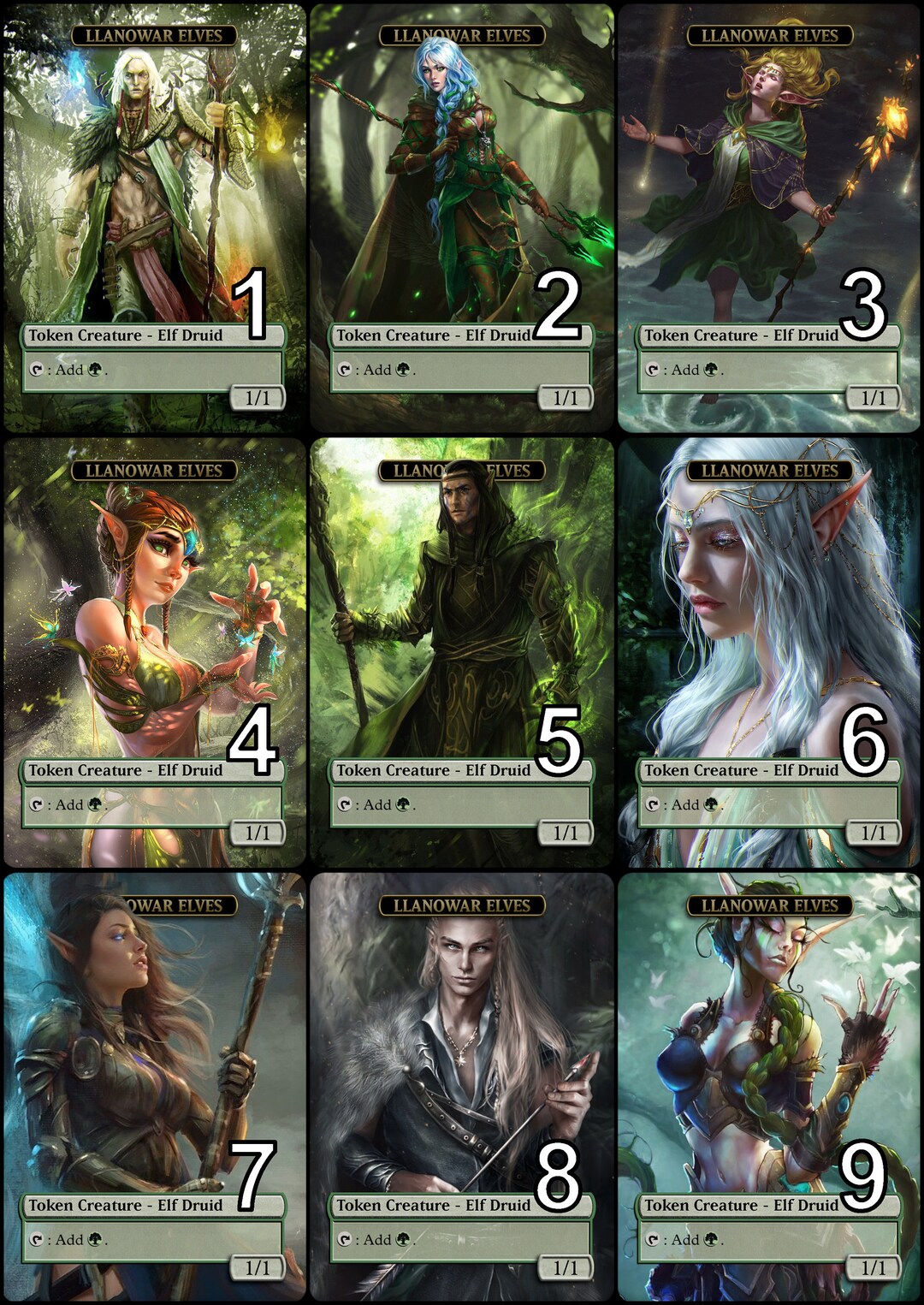Mtg Llanowar Elves 1/1 Token for Llanowar Mentor Alternative Art ...
