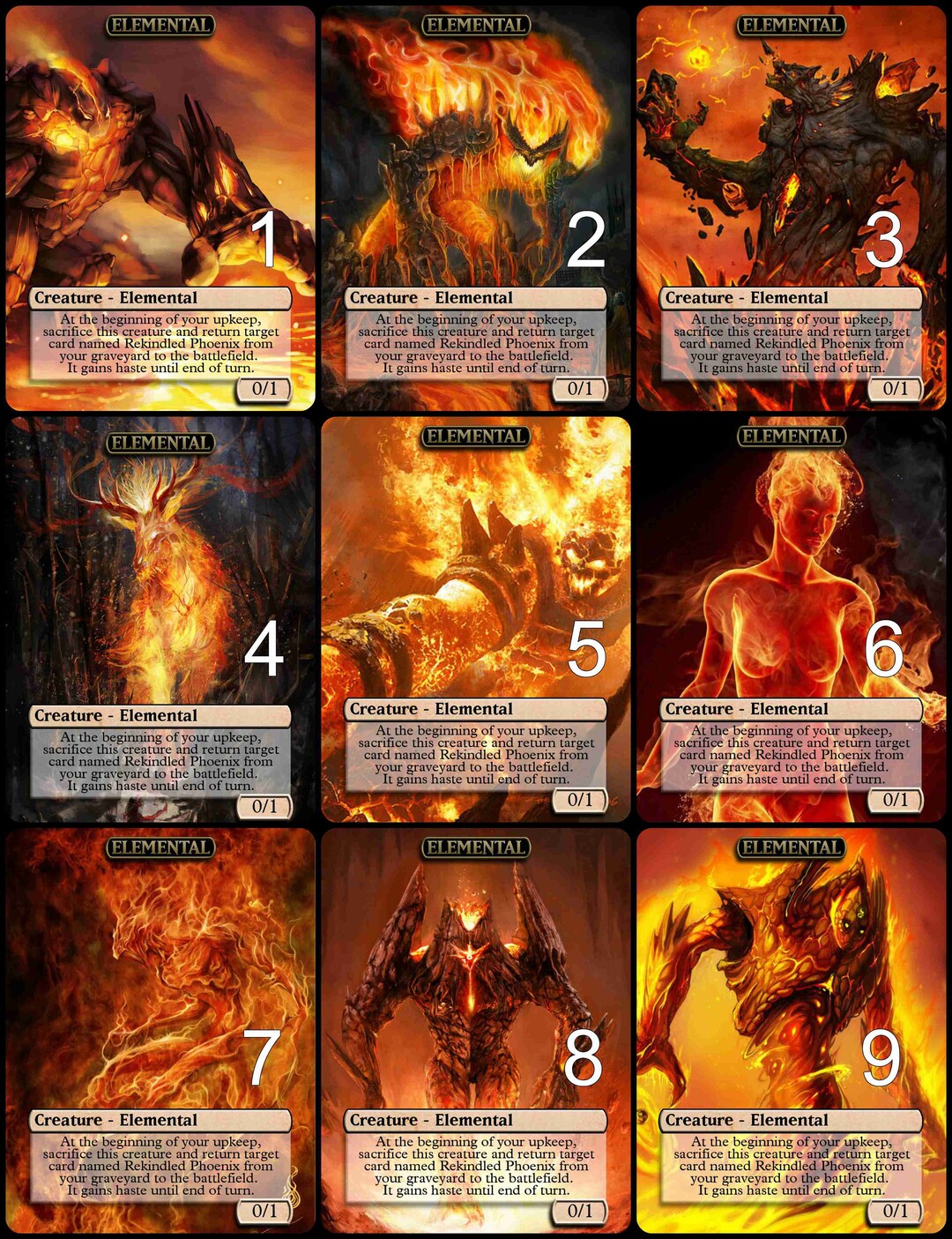 Mtg Elemental 0/1 Token for Rekindling Phoenix Alternative Art ...