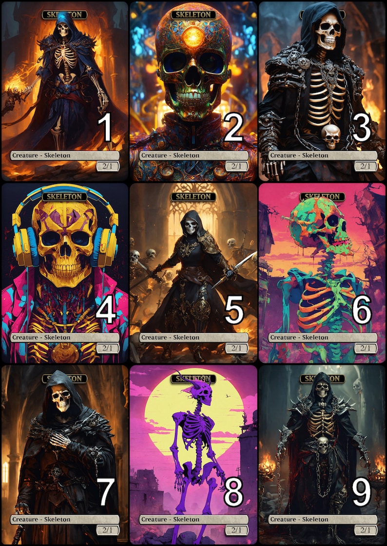 Mtg Skeleton 2/1 Token Alternative Art // Choose the Art! - for EDH ...