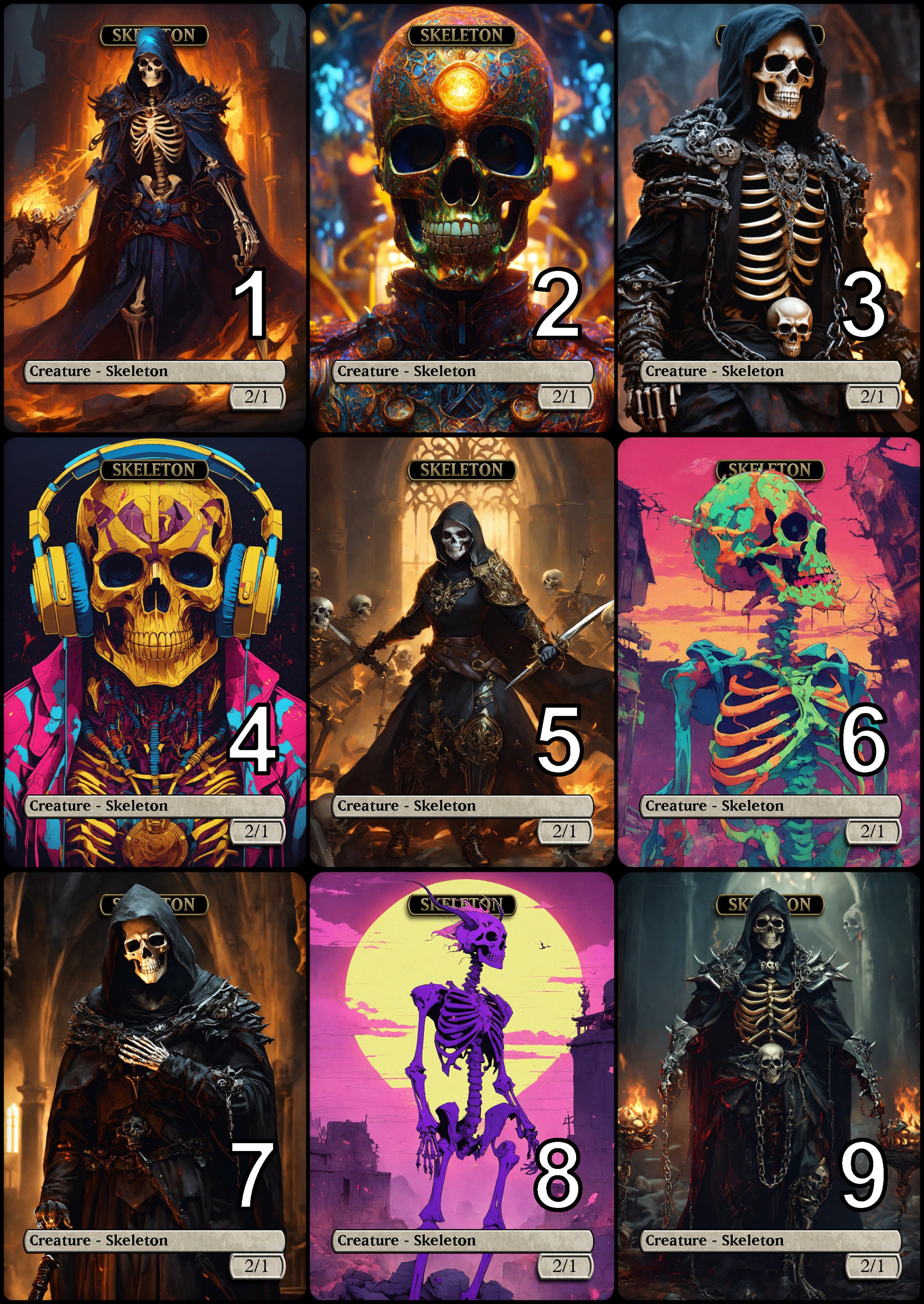 Mtg Skeleton 2/1 Token Alternative Art // Choose the Art! - for EDH ...