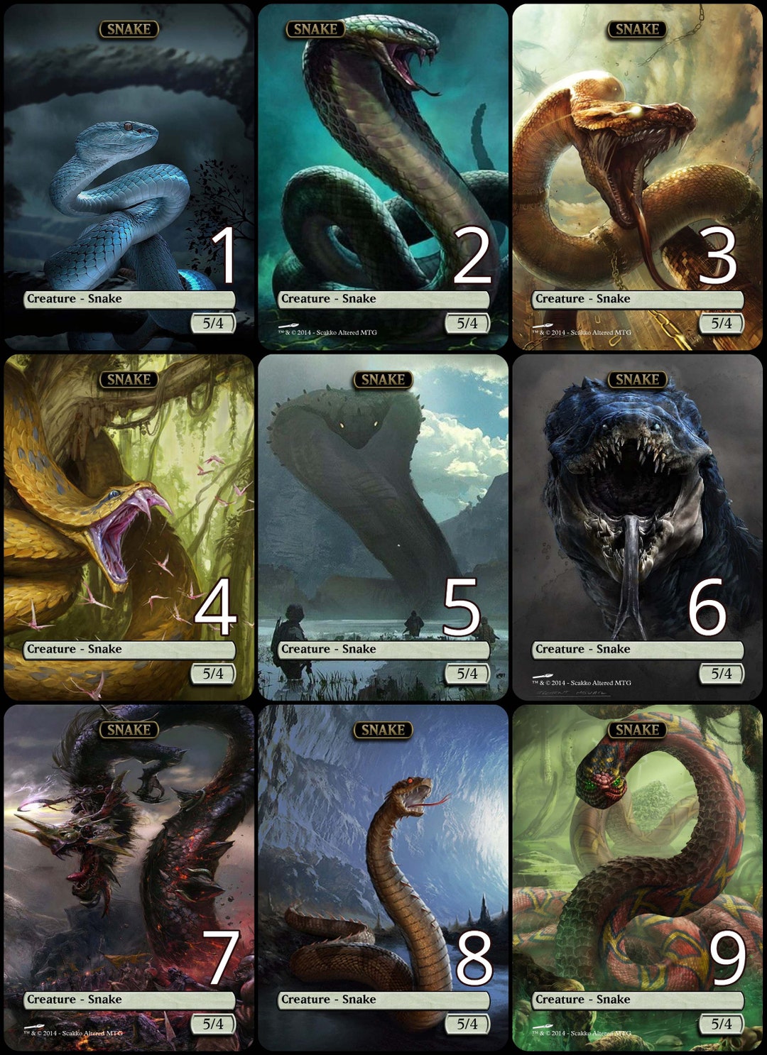 Mtg Snake 5/4 Token Alternative Art // Choose the Art! - for EDH ...