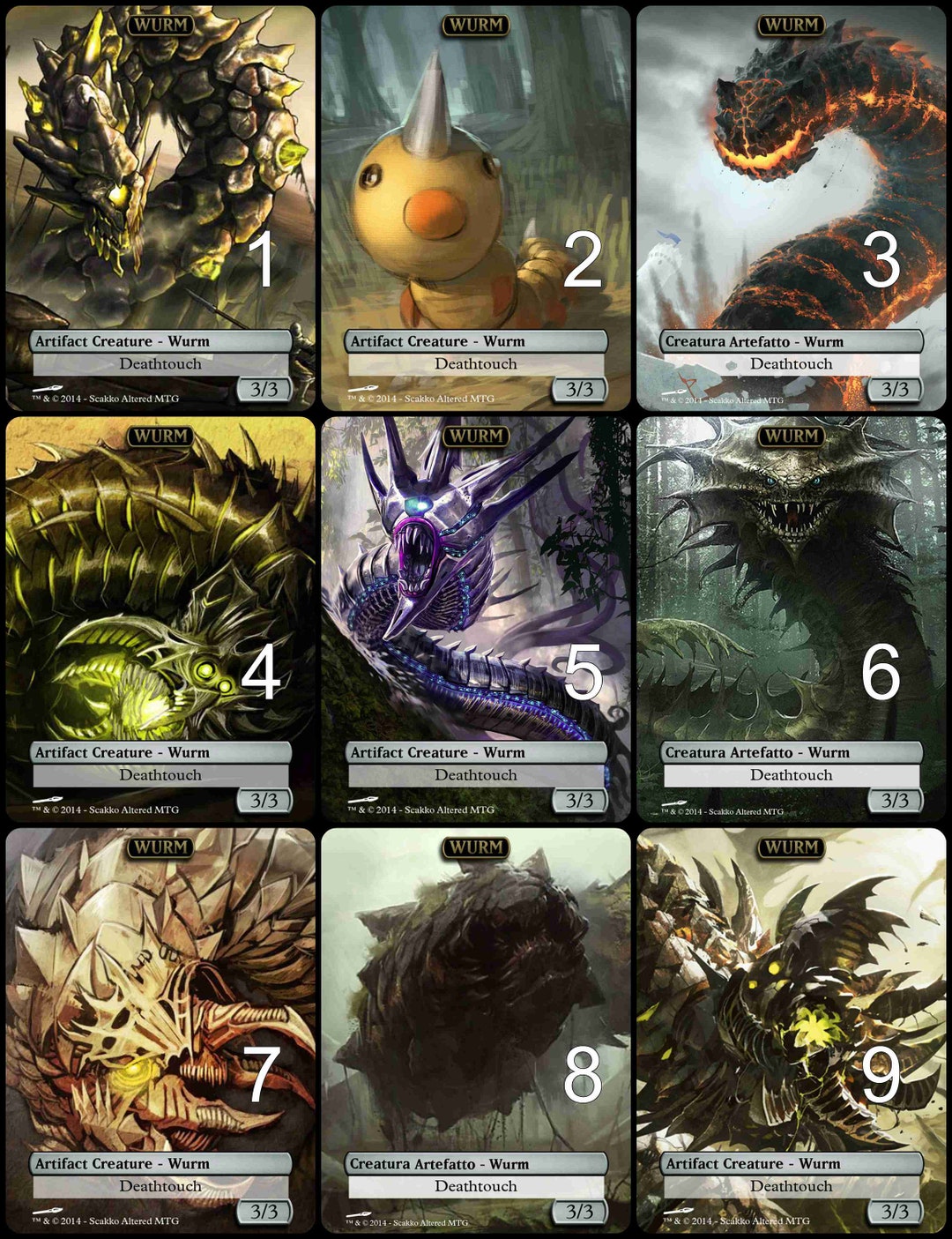 Mtg Wurm 3/3 Deathtouch Token for Wurmcoil Engine Alternative Art ...