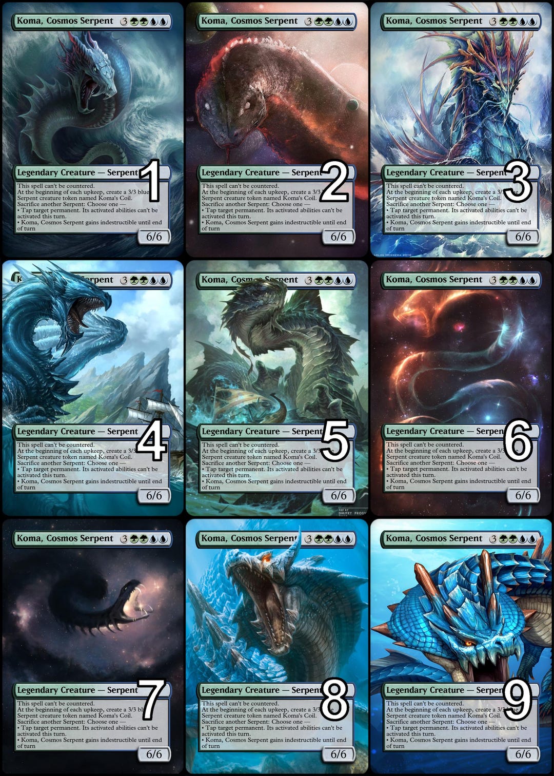 Mtg Koma, Cosmos Serpent Token Alternative Art // Choose the Art! - for ...