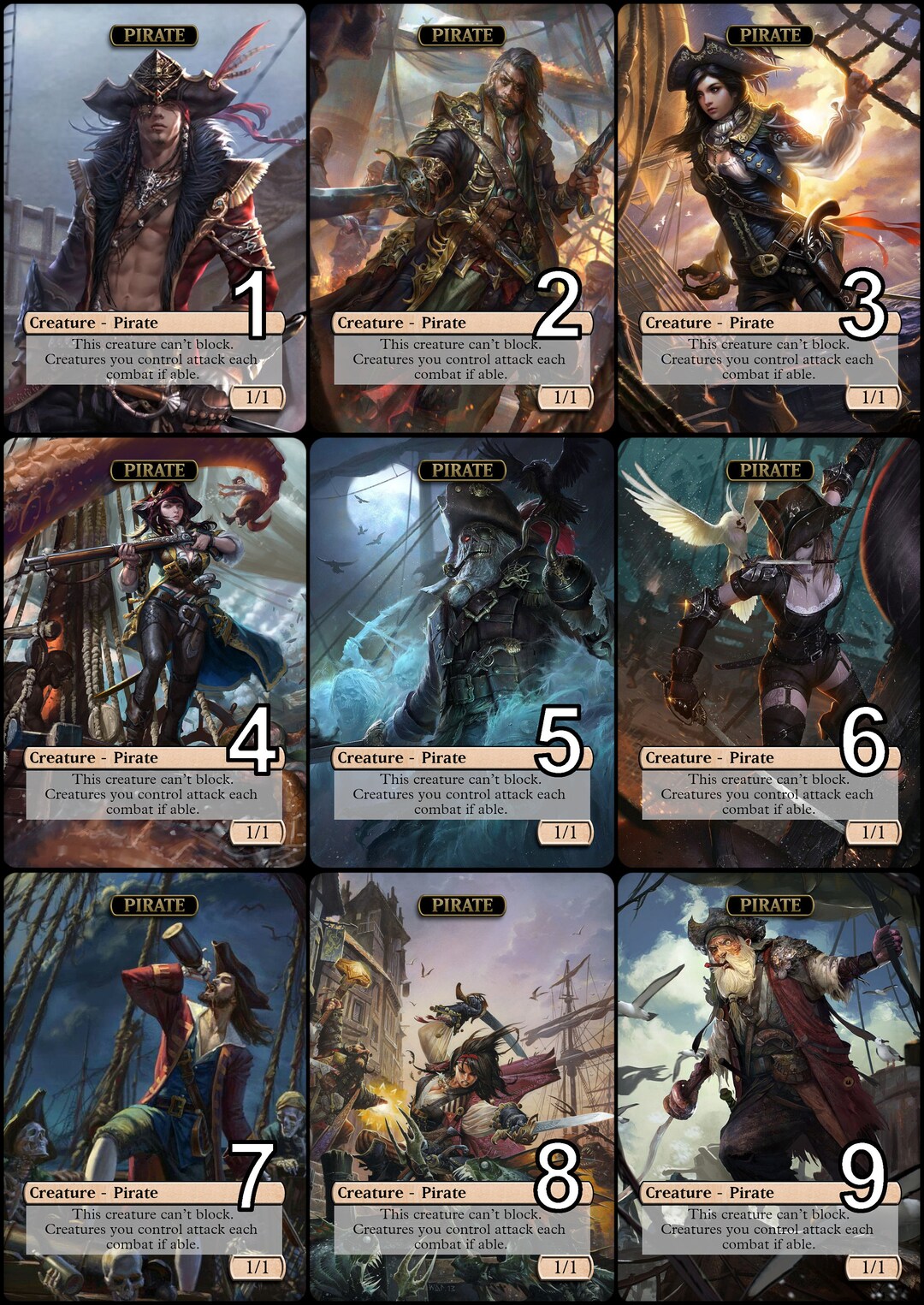 Mtg Pirate 1/1 Token for Pursued Whale Alternative Art // Choose the ...