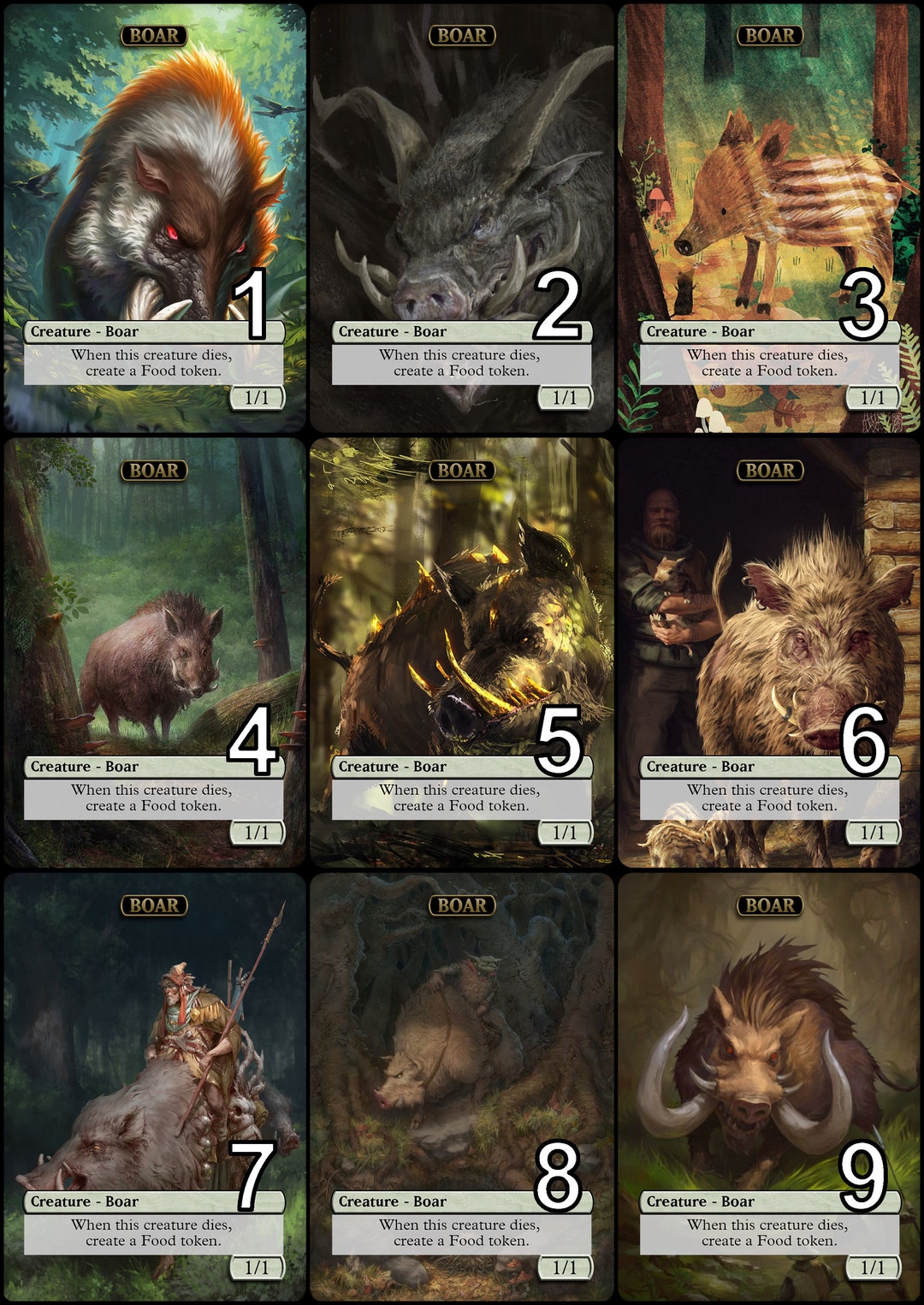 Mtg Boar 1/1 Token Alternative Art // Choose the Art! - for EDH ...