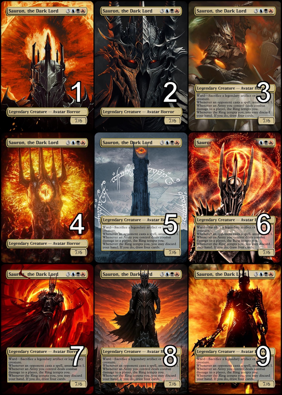 Mtg Sauron, the Dark Lord Token Alternative Art // Choose the Art ...