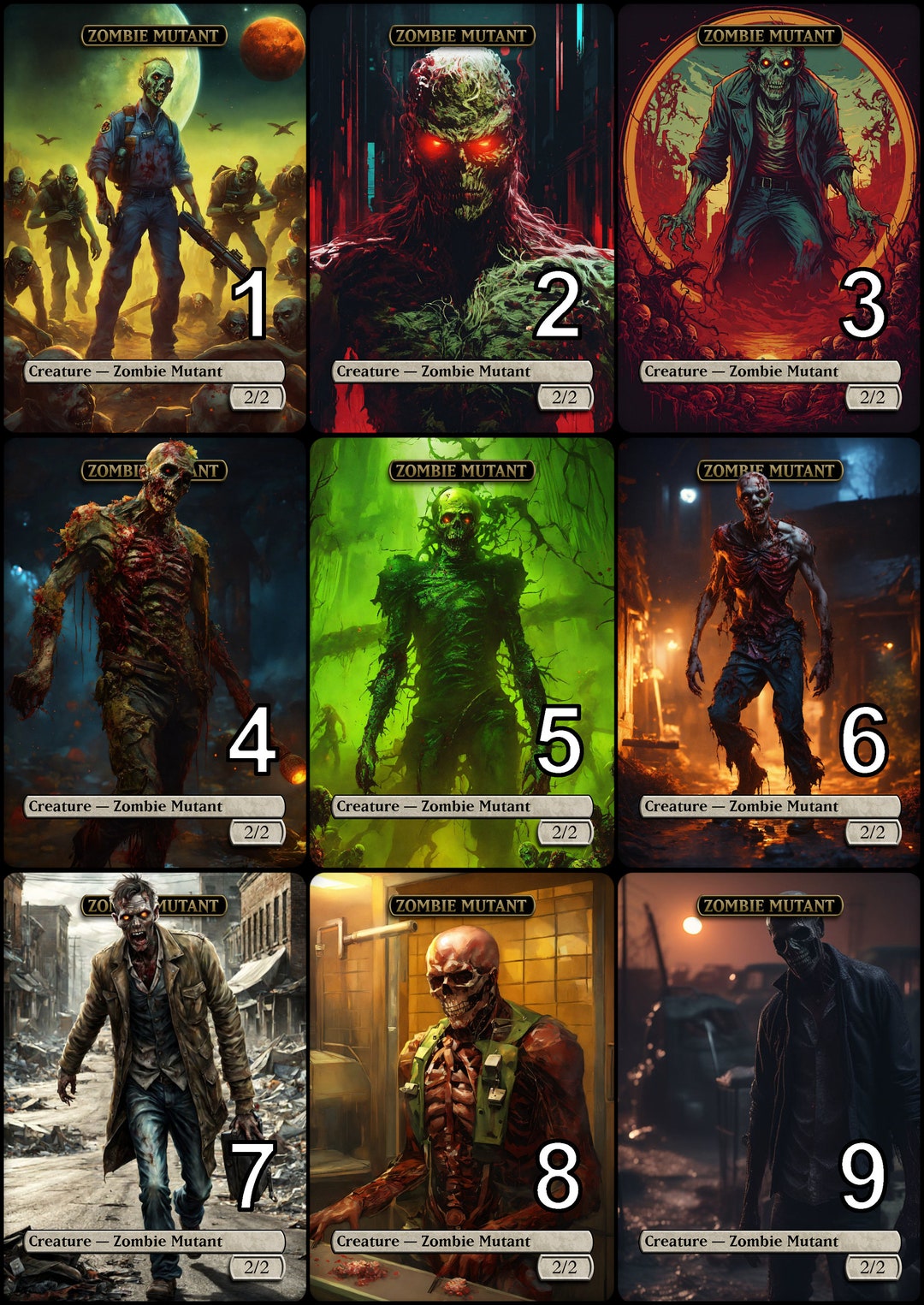 Mtg Zombie Mutant 2/2 Token Alternative Art // Choose the Art! - for ...