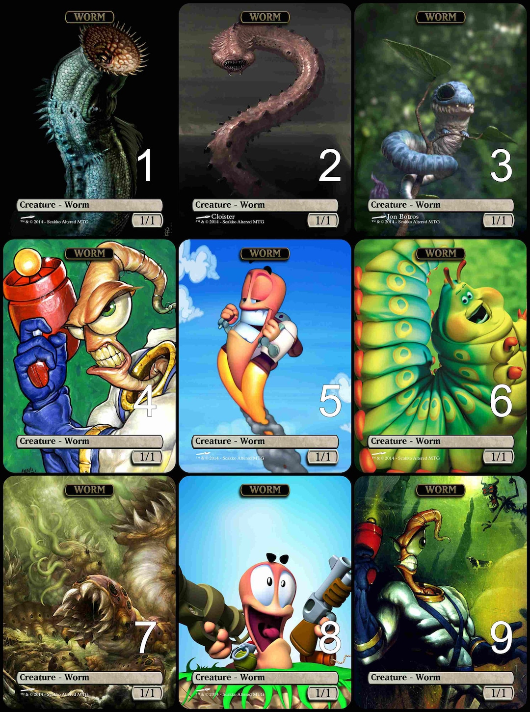 Mtg Worm 1/1 Token Alternative Art // Choose the Art! - for EDH ...