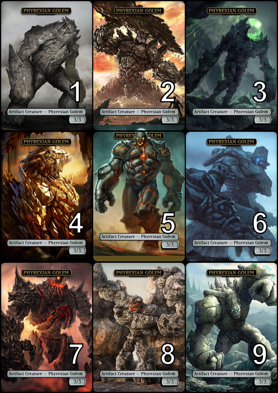 Mtg Phyrexian Golem 3/3 Token Alternative Art // Choose the Art! - EDH ...