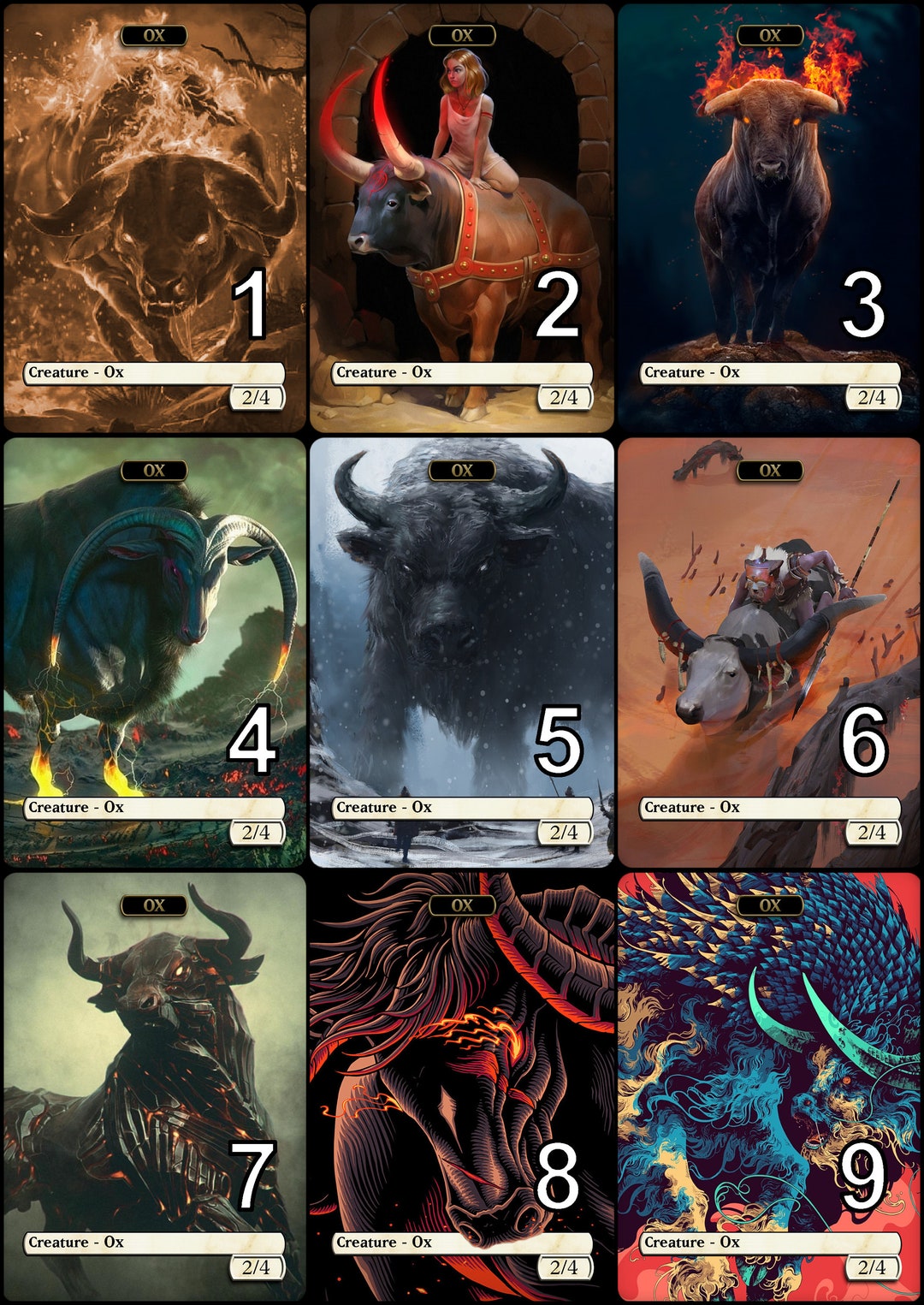 Mtg Ox 2/4 Token Alternative Art // Choose the Art! - for EDH ...