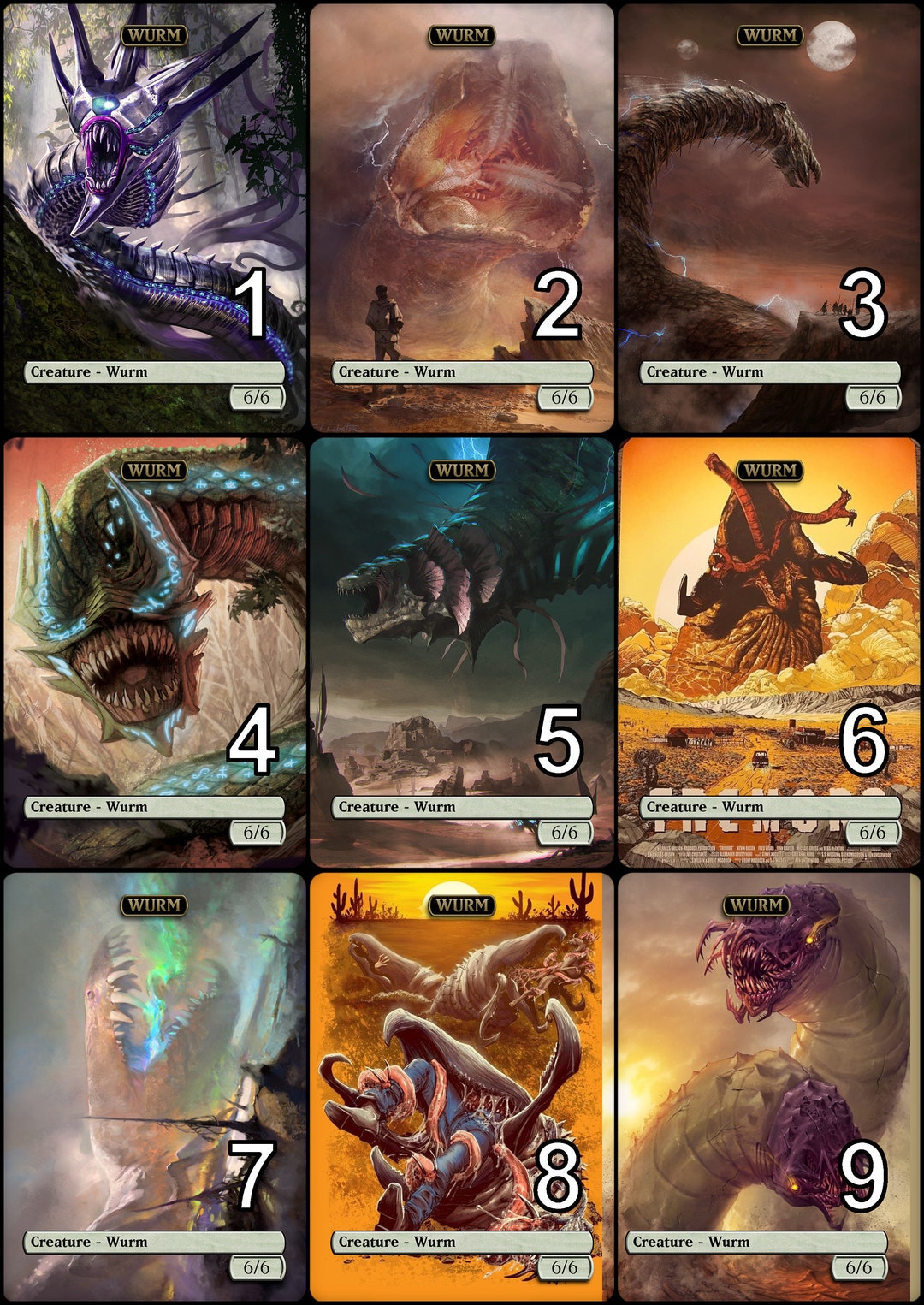 Mtg Wurm 6/6 Token Alternative Art // Choose the Art! - for EDH ...