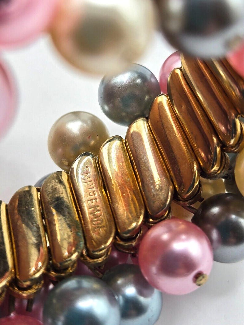VTG Mid Century Cha Cha Bracelet 1950s Empire Made Expansion Faux Pearl ...
