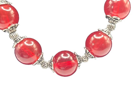 Vintage Red Glass Graduated Bead Necklace 17" Beautif… - Gem