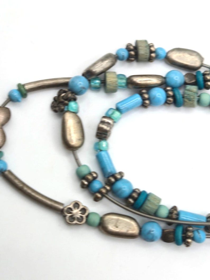 Pilgrim Danish Design Triple Strand Necklace Heart Flower Beads Vintage ...