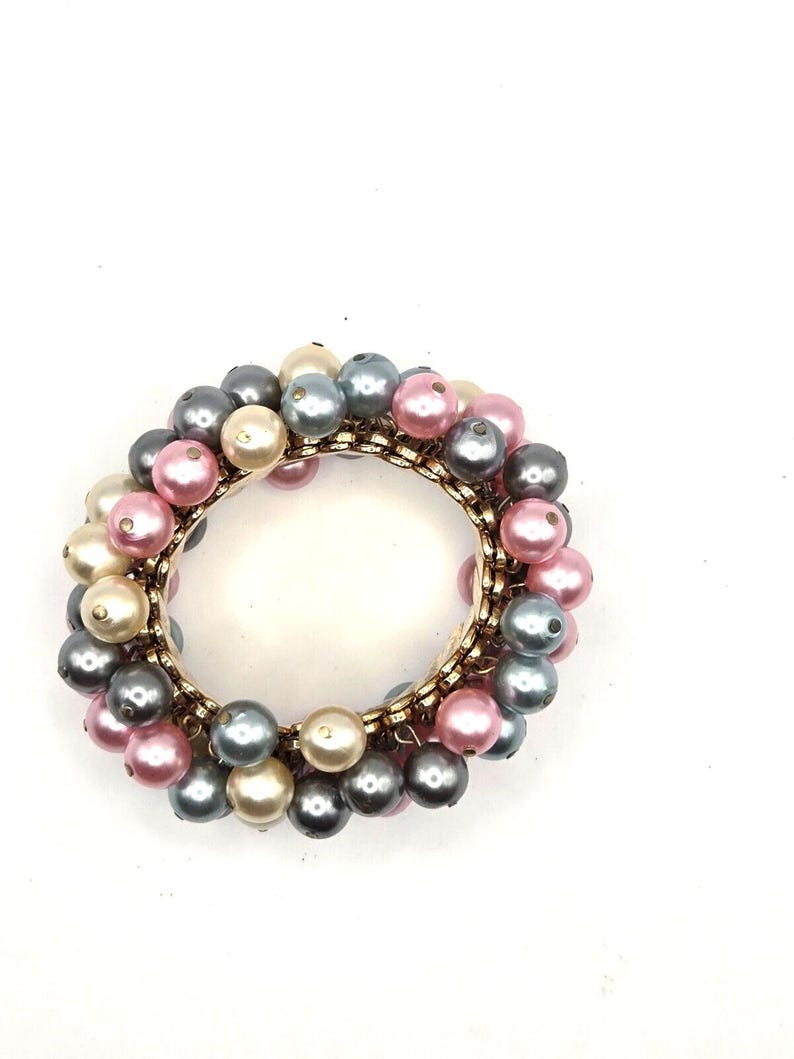 VTG Mid Century Cha Cha Bracelet 1950s Empire Made Expansion Faux Pearl ...