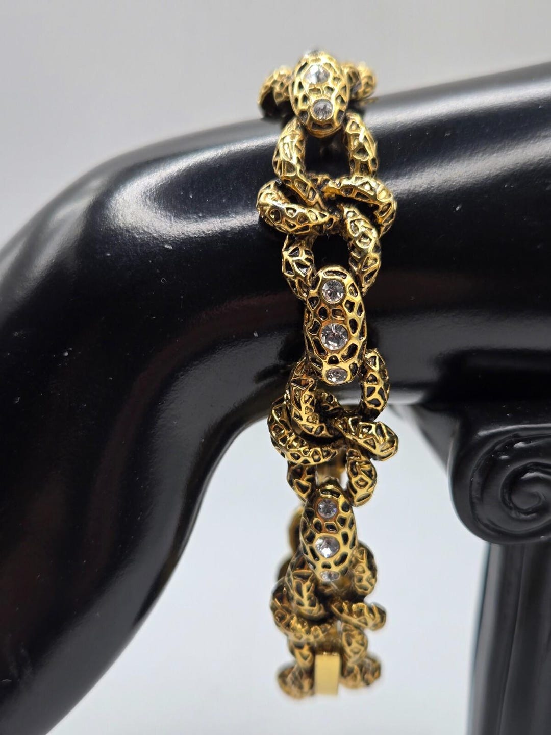 JBK Jacqueline Bouvier Kennedy Signed Link Bracelet With Crystal ...