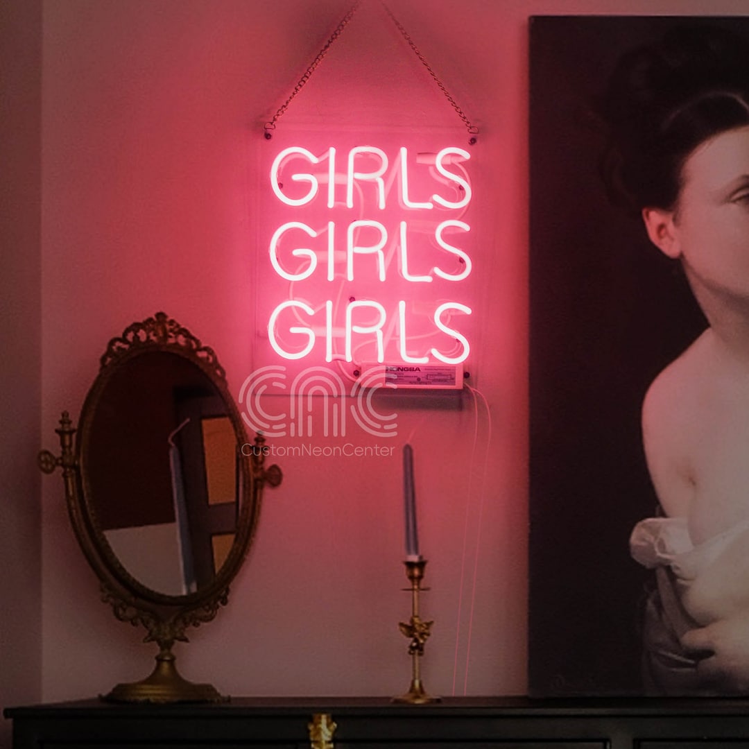 Girls Girls Girls Real Glass Neon Sign Lights Custom Handmade ...
