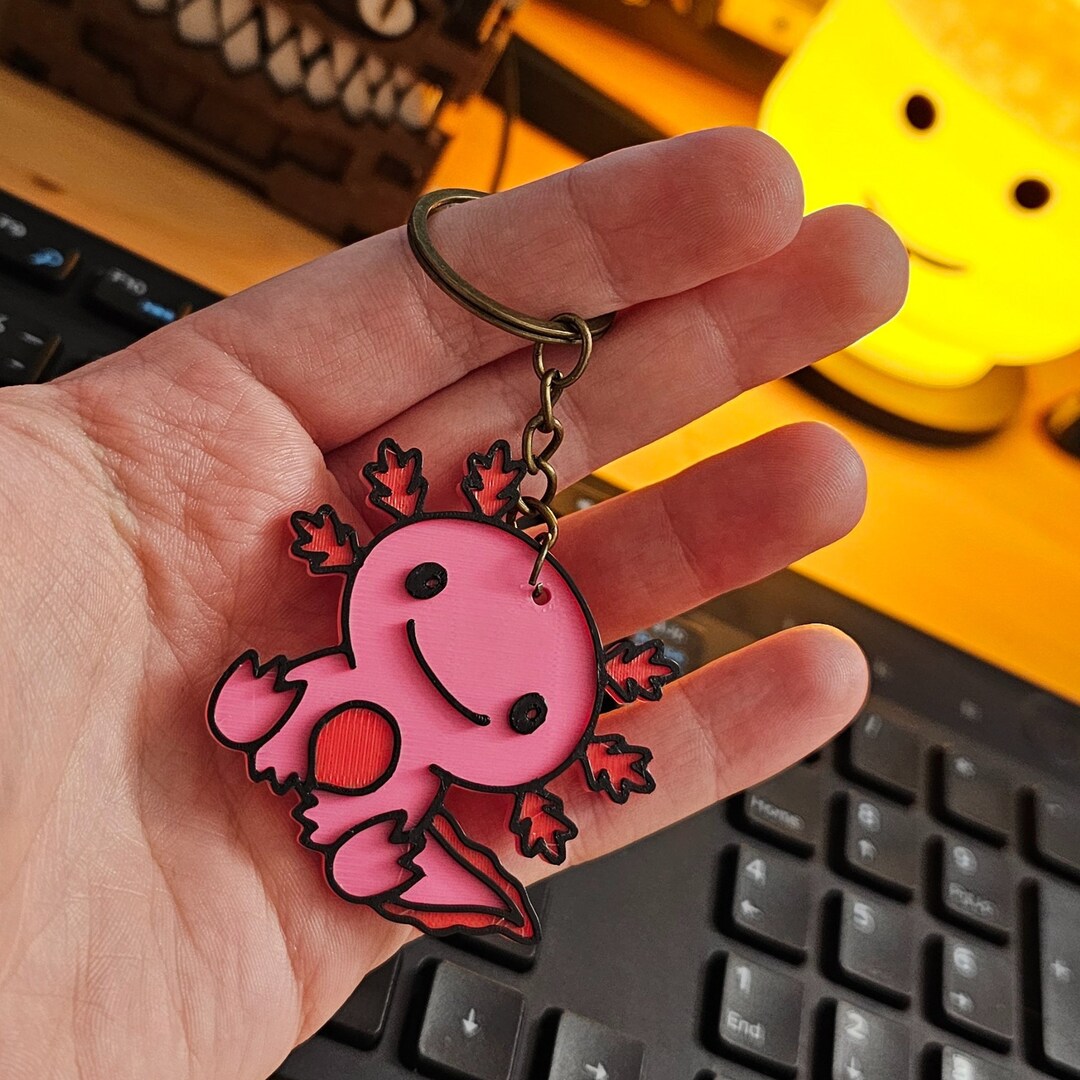 3D Printed Axolotl Keychain Eco-friendly PLA - Etsy