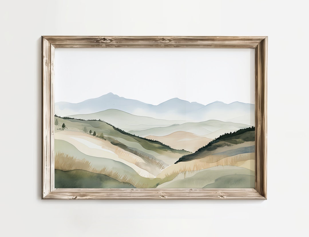 Mountain Valley Art Watercolor Poster Print Matte Horizontal Posters - Etsy