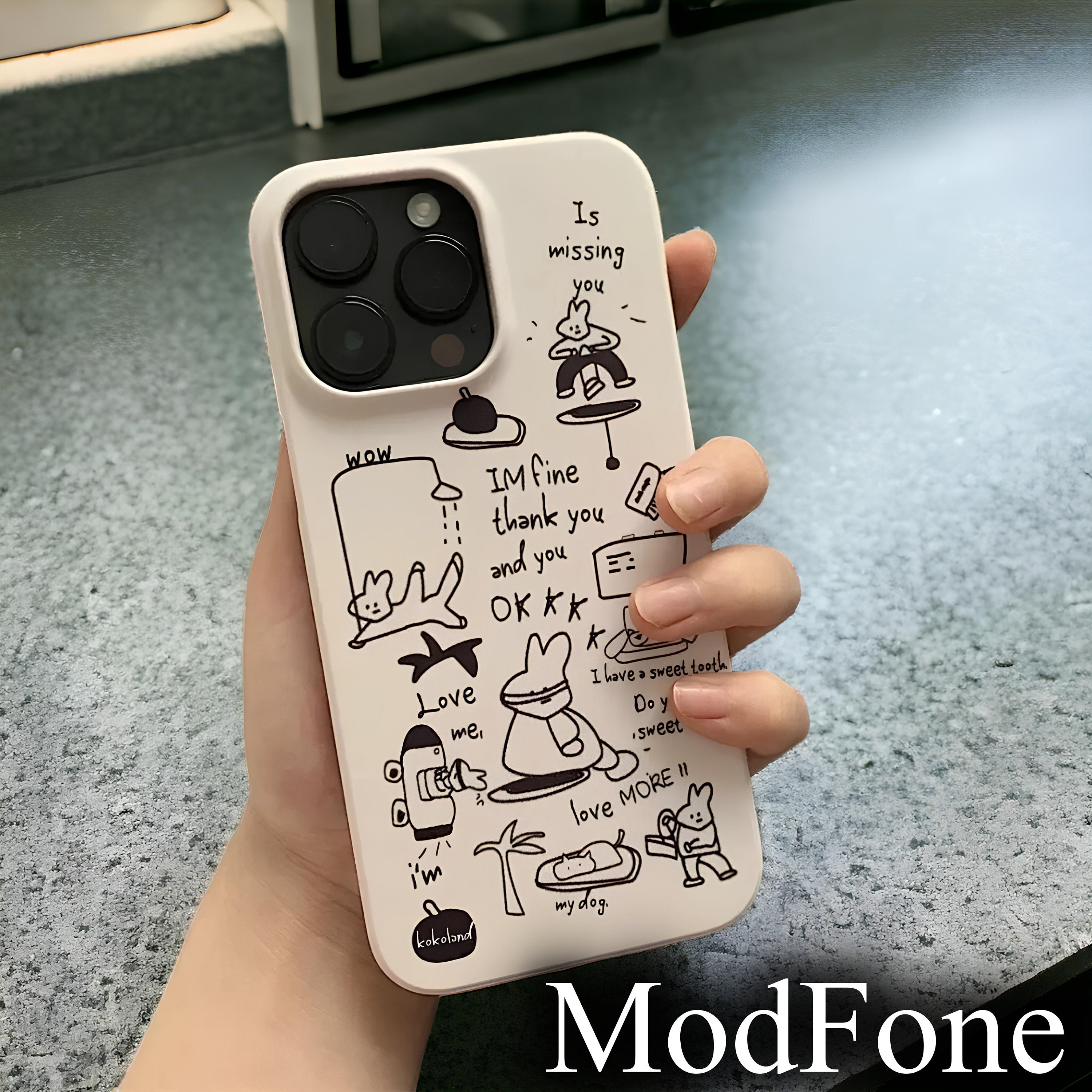 White Graffiti Bunny Case, Doodle iPhone Case, Phone Case, Cute Bunny ...
