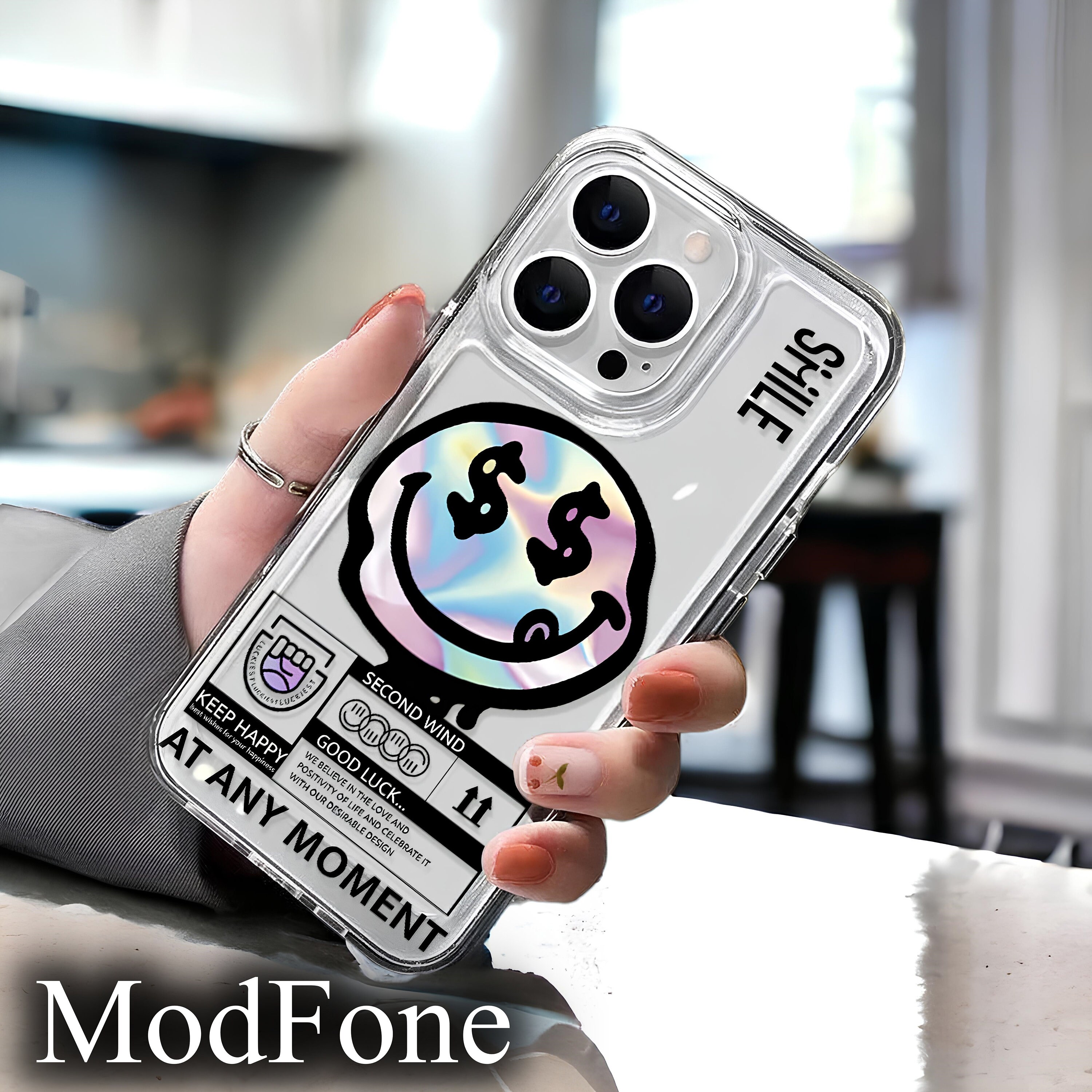 Smiley Cash Transparent Phone Case, Money Phone Case, Cool Trendy Money ...