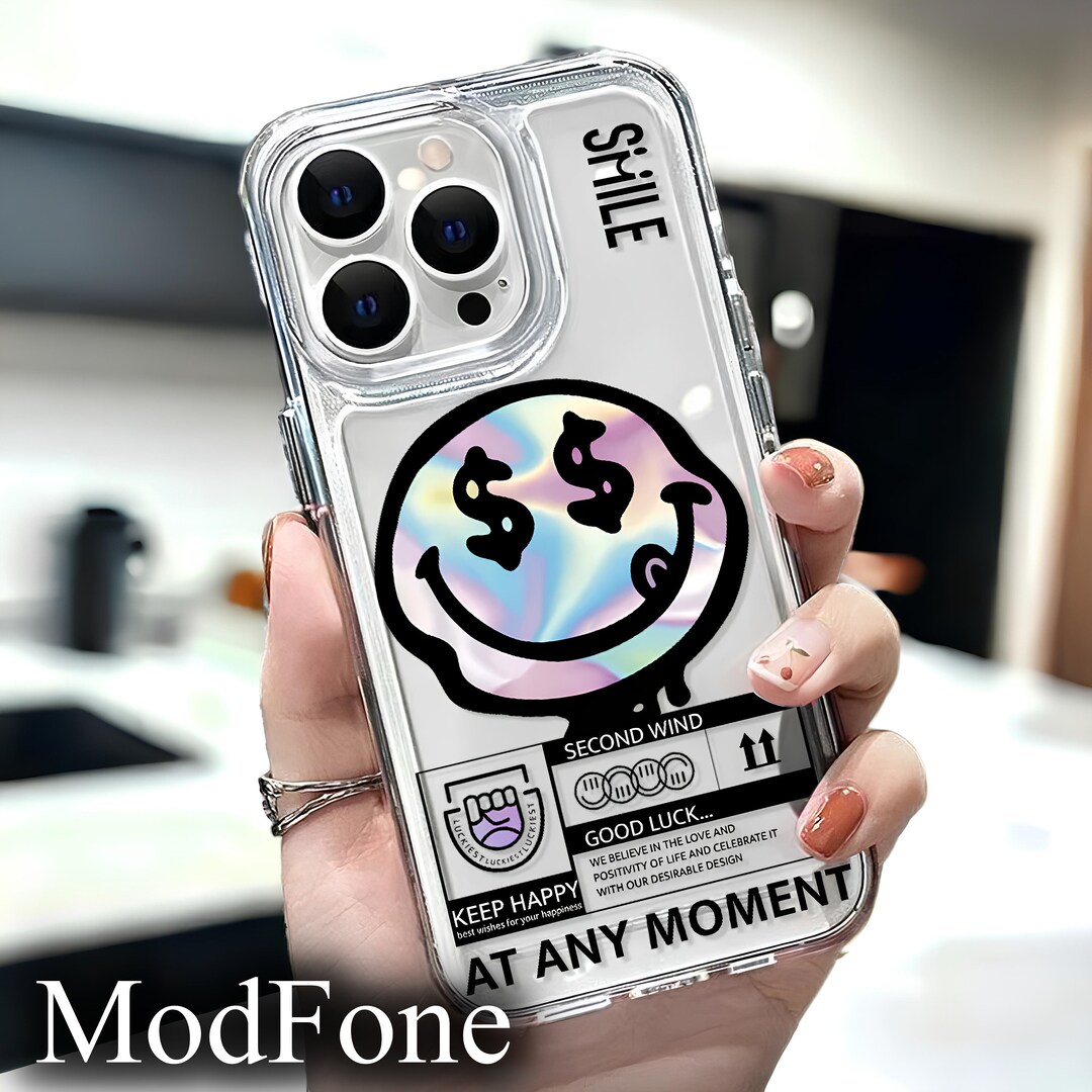 Smiley Cash Transparent Phone Case, Money Phone Case, Cool Trendy Money ...