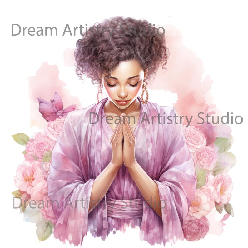 7 Watercolor Girl Praying Clip Art, African American Woman Prayer Png, Religious Clipart, Free ...