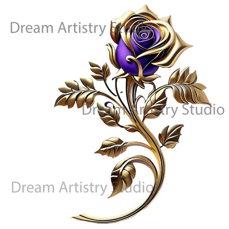 7 Purple Gold Roses Flowers Png, Printable Flowers Clipart, Printable ...