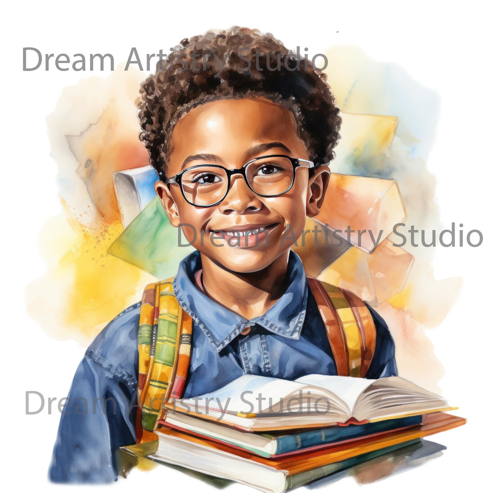 7 Watercolor Black Boy Student Clip Art, Book Lover Png, Reading Clip ...