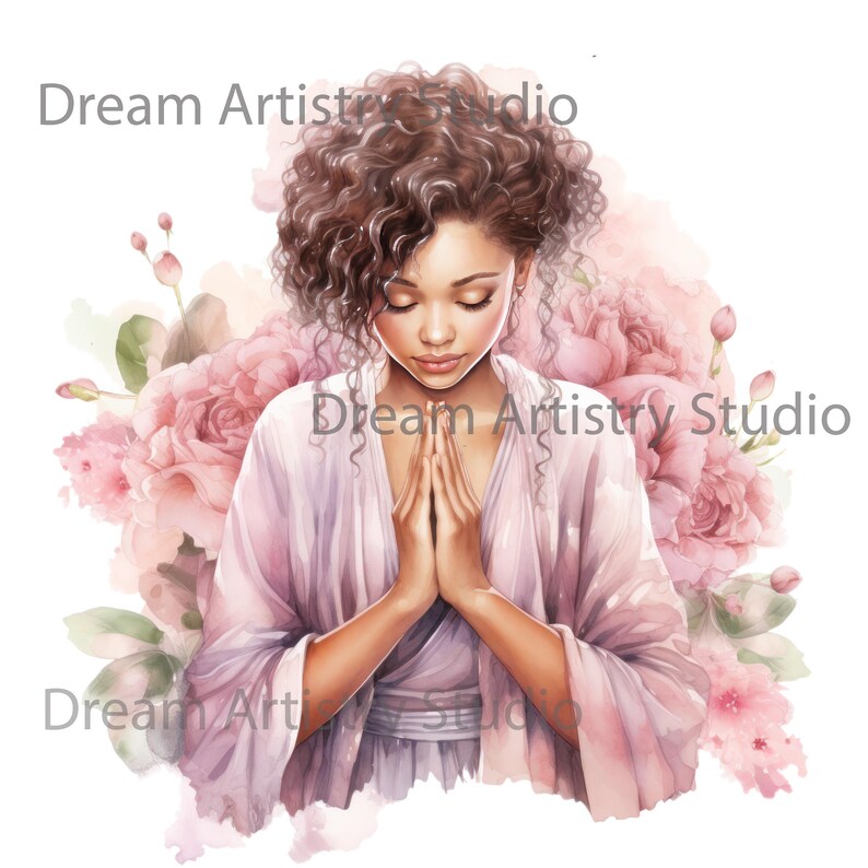 7 Watercolor Girl Praying Clip Art, African American Woman Prayer Png, Religious Clipart, Free ...