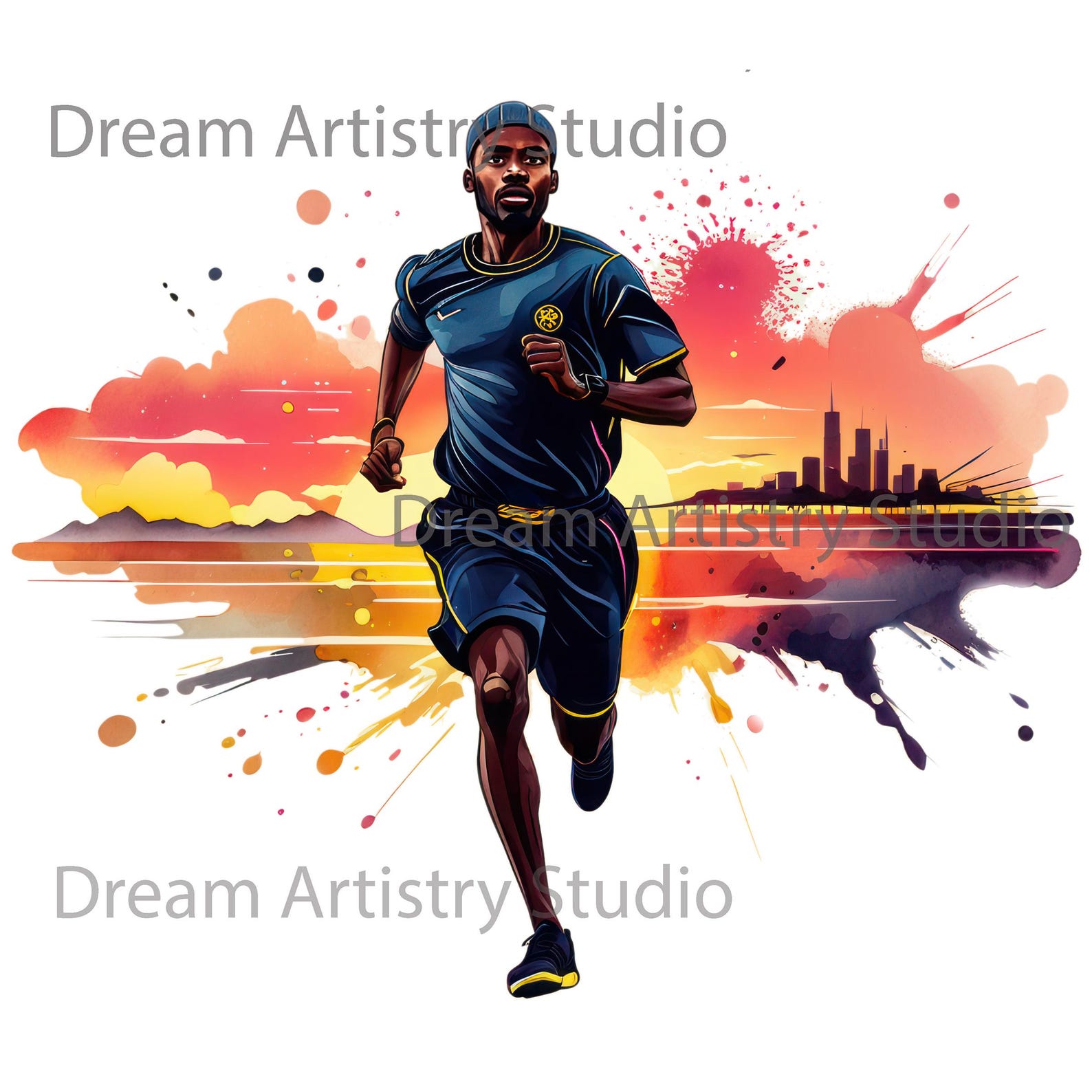 7 Watercolor Black Man Running, Afro American Man Runner Png, Jogging ...