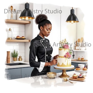 Watercolor Black Woman Chef Clipart, Afro American Chef Png, Cooking ...