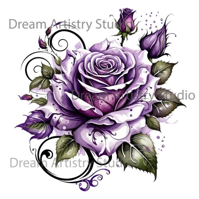 7 Purple Roses Flowers Png, Printable Flowers Clipart, Printable Roses ...