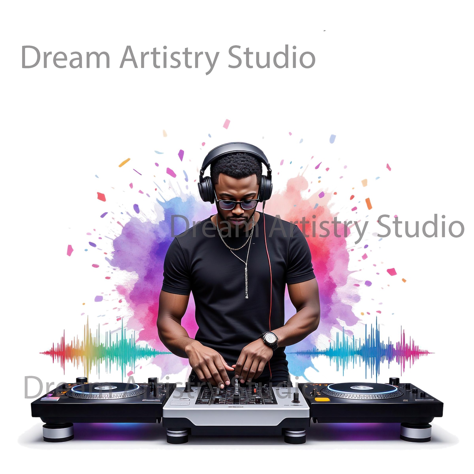 7 Watercolor Afro American Man DJ Clipart, Black Man DJ Png, Dance ...