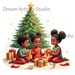 7 Watercolor Afro American Children Christmas Scene Clipart, Black Kids ...