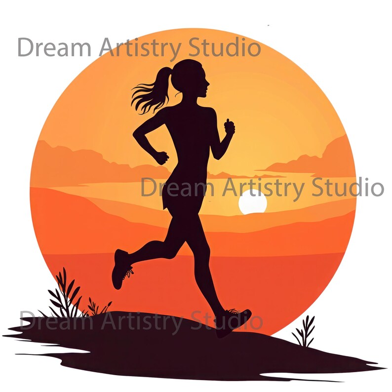 7 Watercolor Silhouette of Woman Running,sunset, Afro American Woman ...