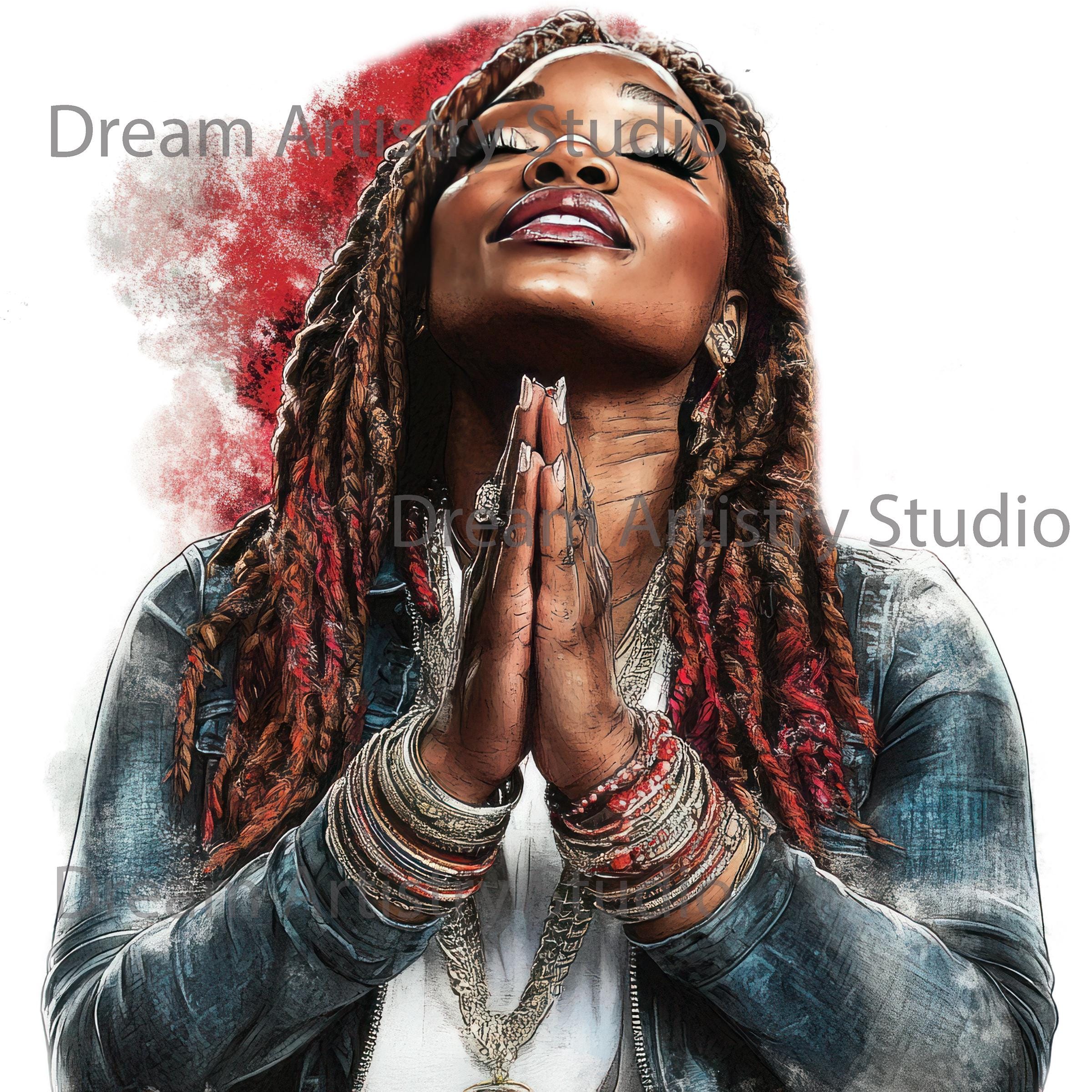 7 Watercolor Black Woman Praying Clip Art, African American Woman Prayer Png, Religious Clipart ...